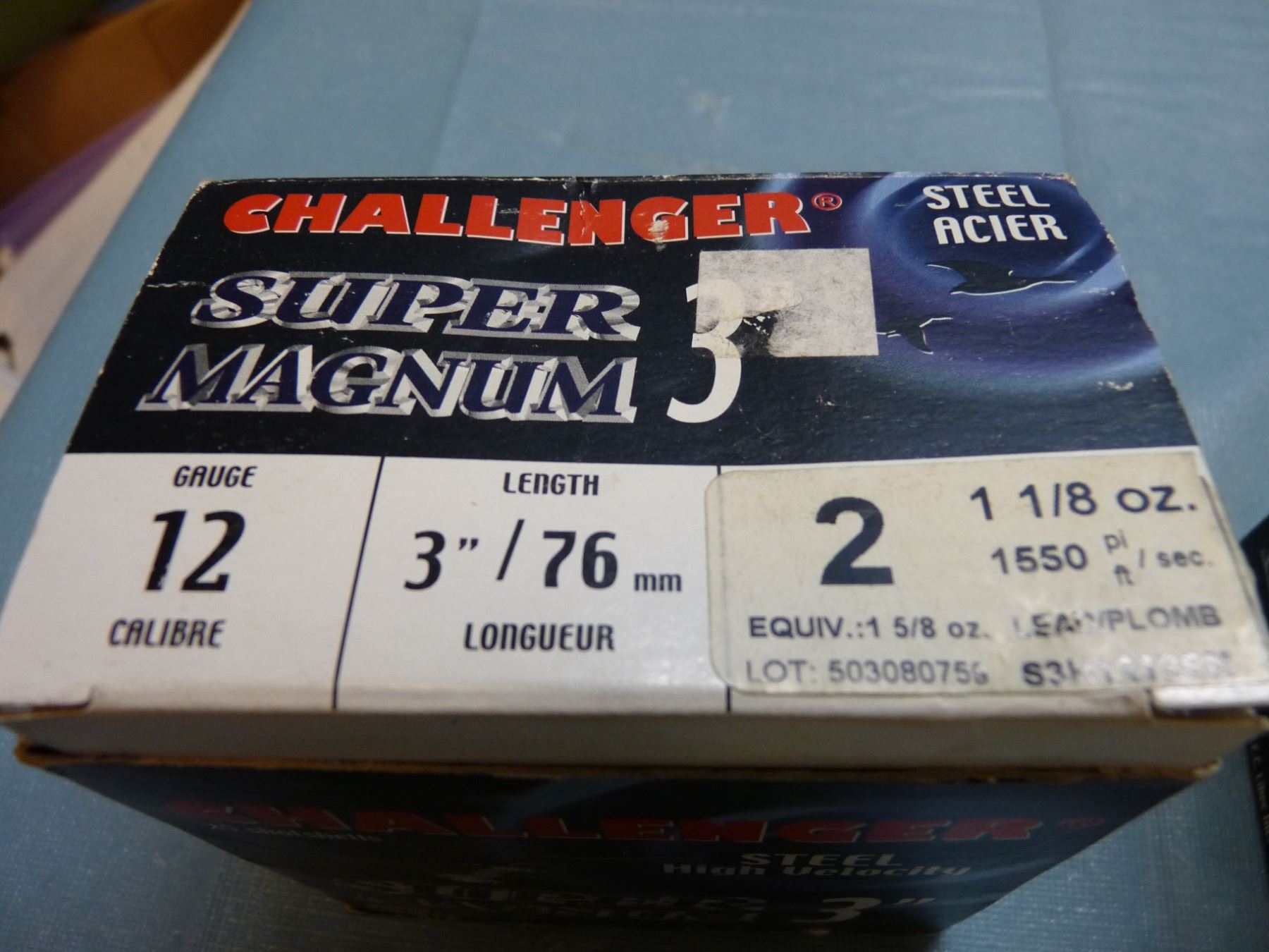 Box of challenger 12 gauge super magnum 3 inch steel high velocity 25 ...