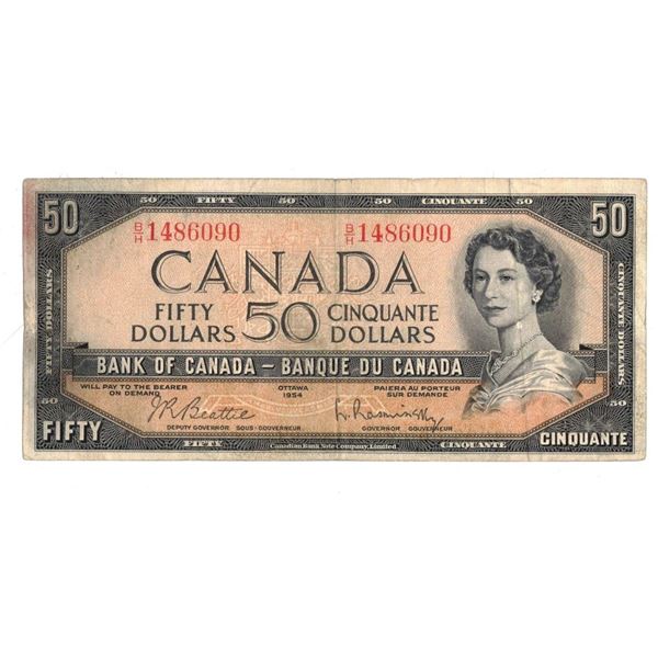 1954 Bank of Canada - Fifty Dollar Note SN B/H1486090