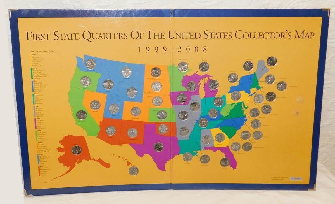 U.S. State Quarters Collection - Complete , Map is about 17" x 14".