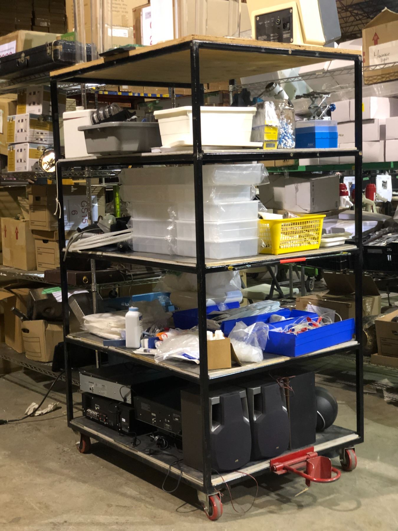 Five tier heavy duty rolling cart