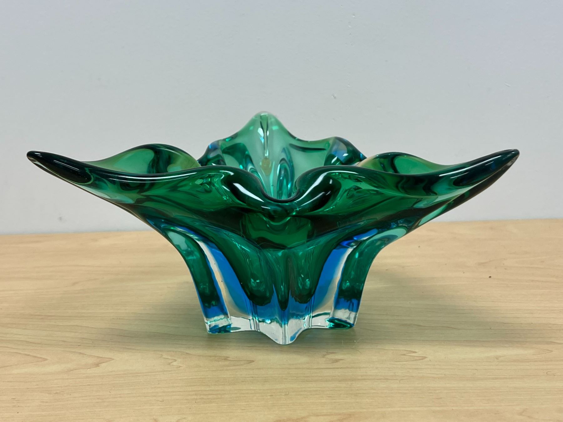 Vintage Blue & Green Chalet / Lorraine / Edag Canadian Art Glass Large ...