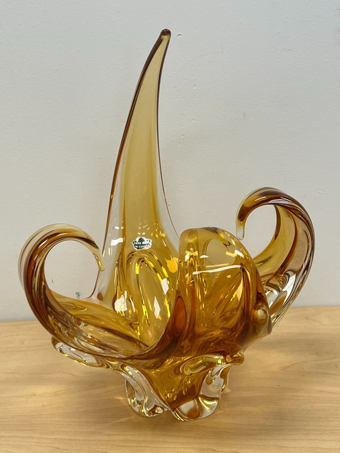 Vintage Gold Yellow Chalet / Lorraine / Edag Canadian Art Glass Centerpiece