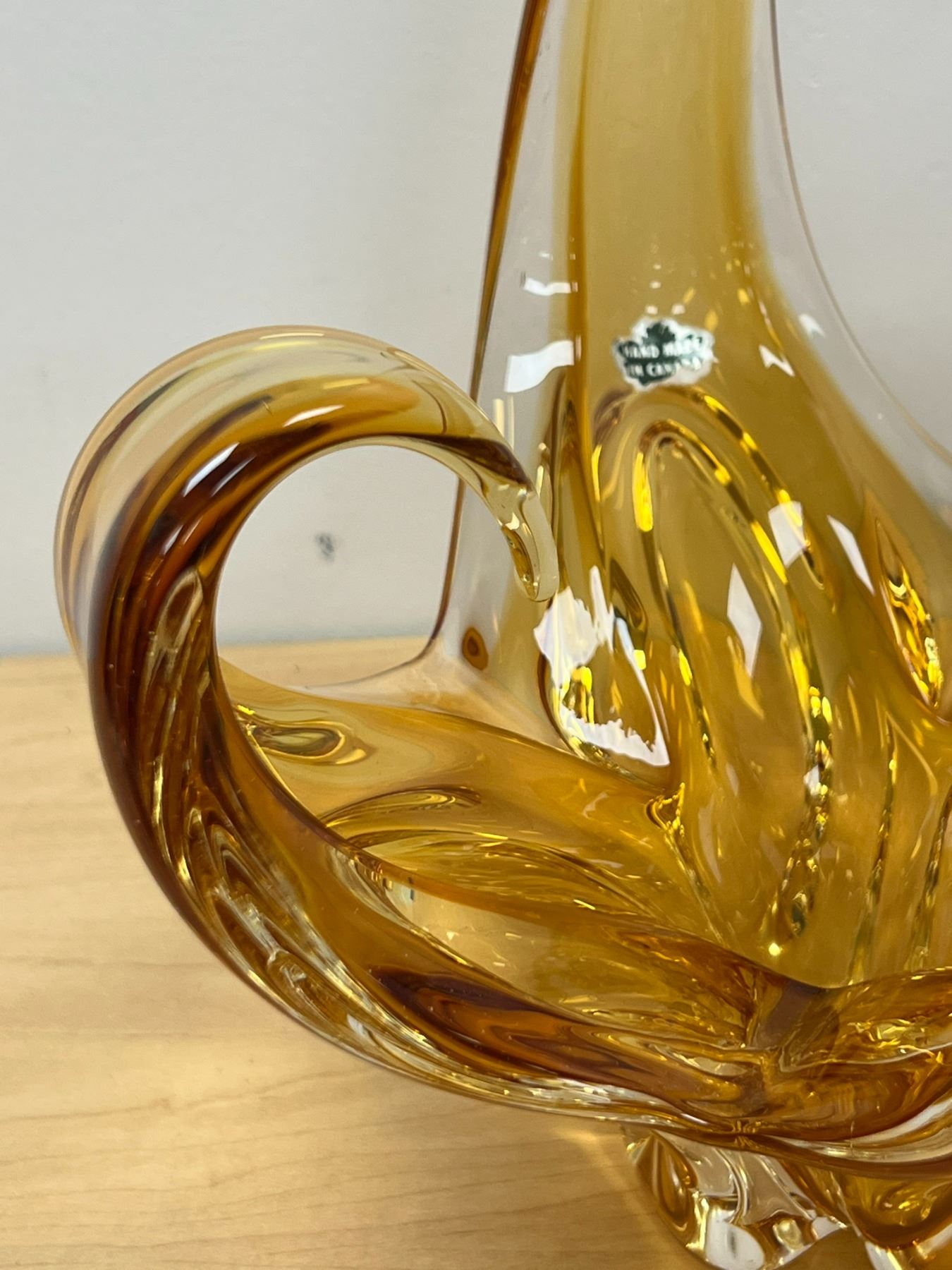 Vintage Gold Yellow Chalet / Lorraine / Edag Canadian Art Glass Centerpiece