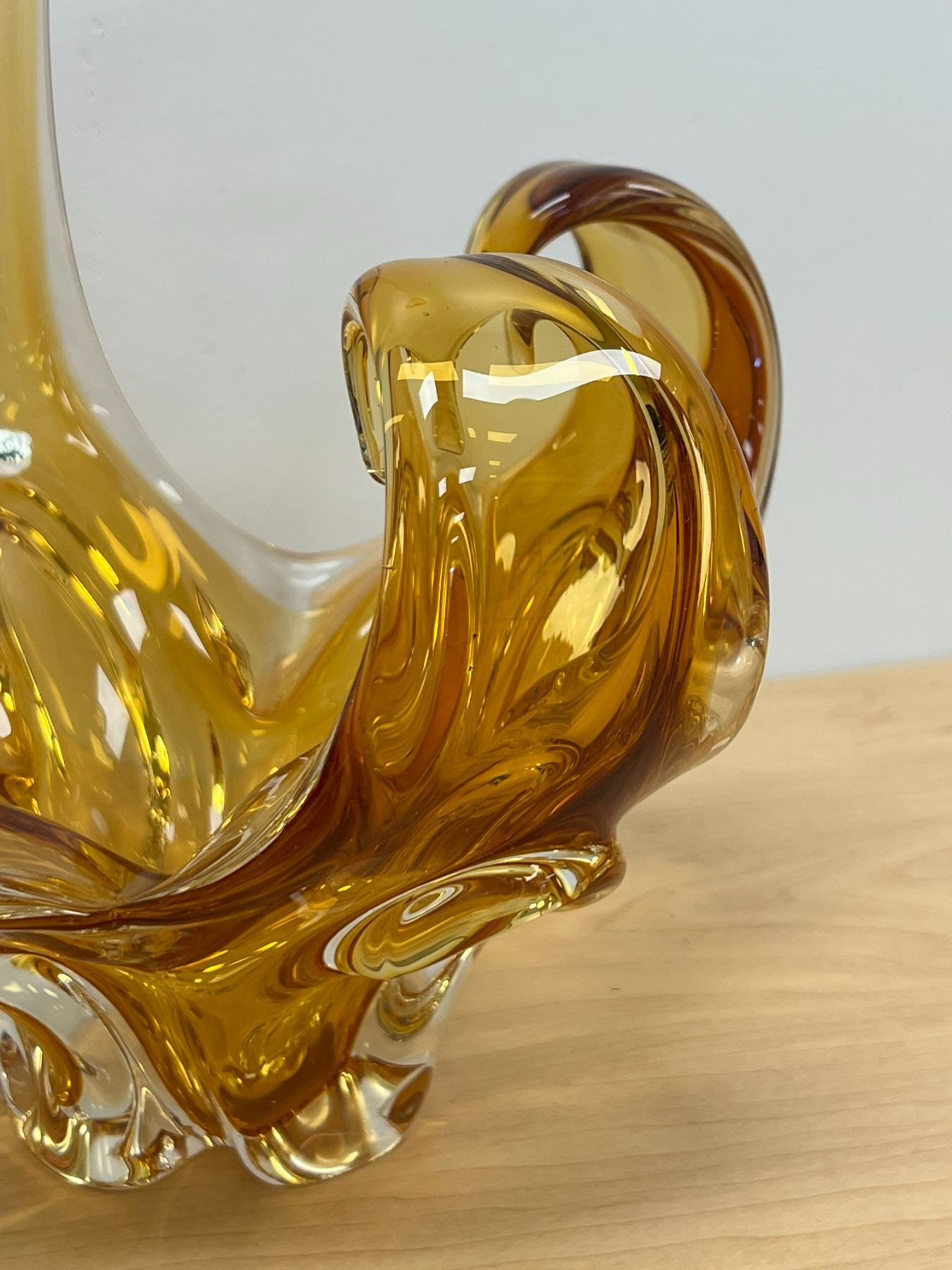 Vintage Gold Yellow Chalet / Lorraine / Edag Canadian Art Glass Centerpiece