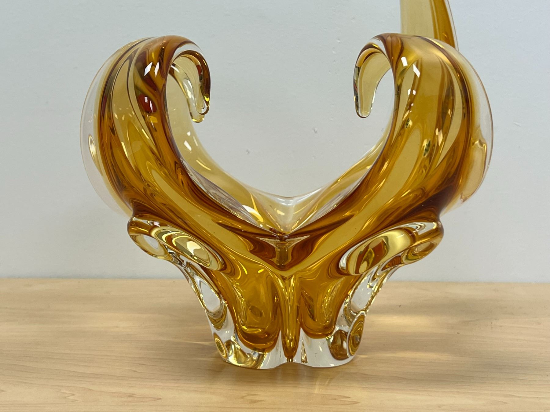 Vintage Gold Yellow Chalet / Lorraine / Edag Canadian Art Glass Centerpiece
