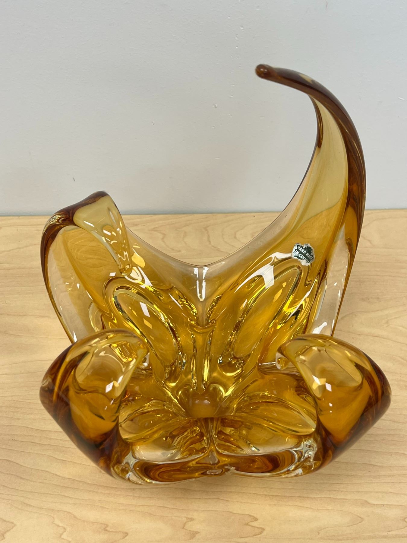Vintage Gold Yellow Chalet / Lorraine / Edag Canadian Art Glass Centerpiece