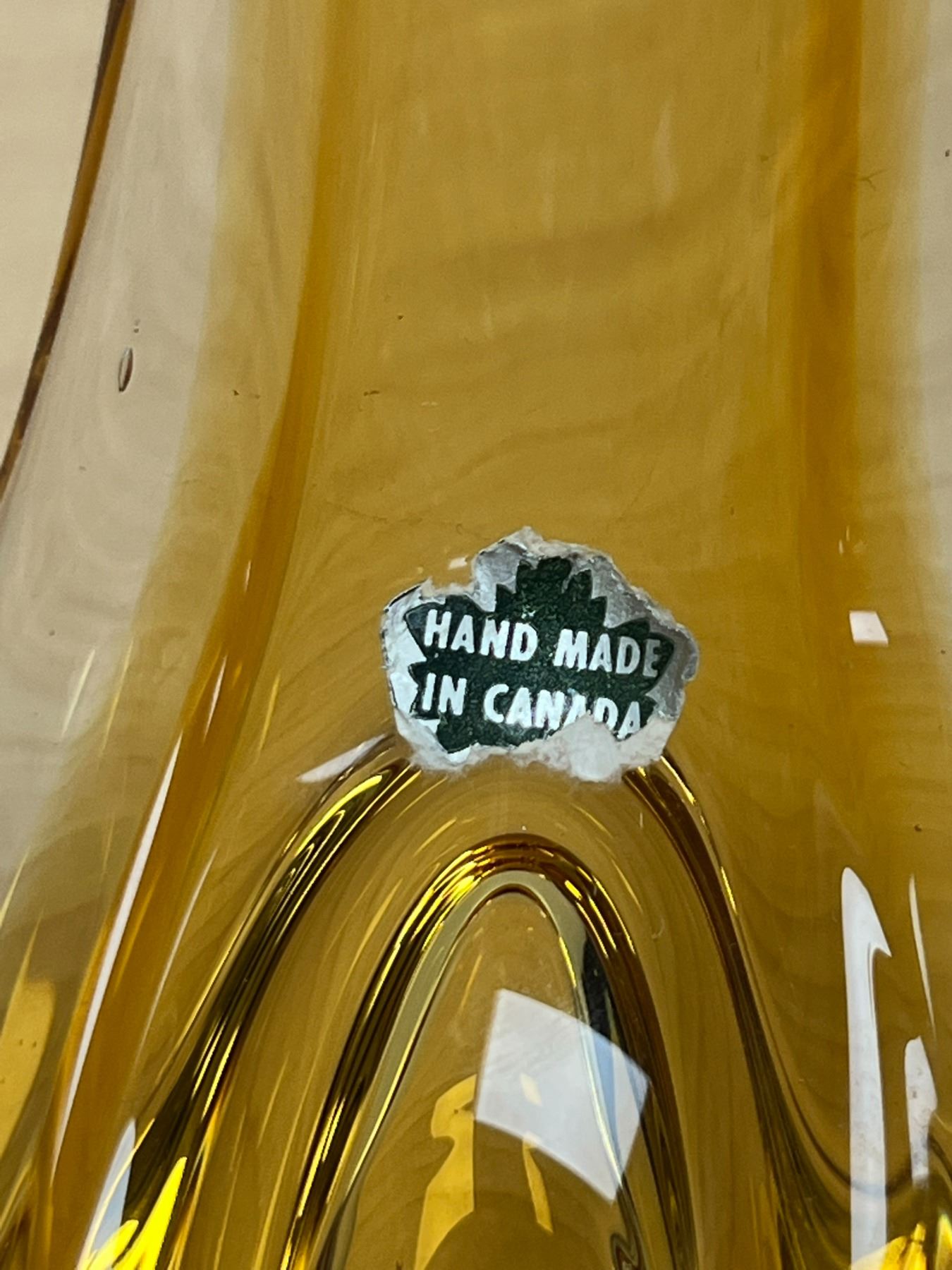 Vintage Gold Yellow Chalet / Lorraine / Edag Canadian Art Glass Centerpiece