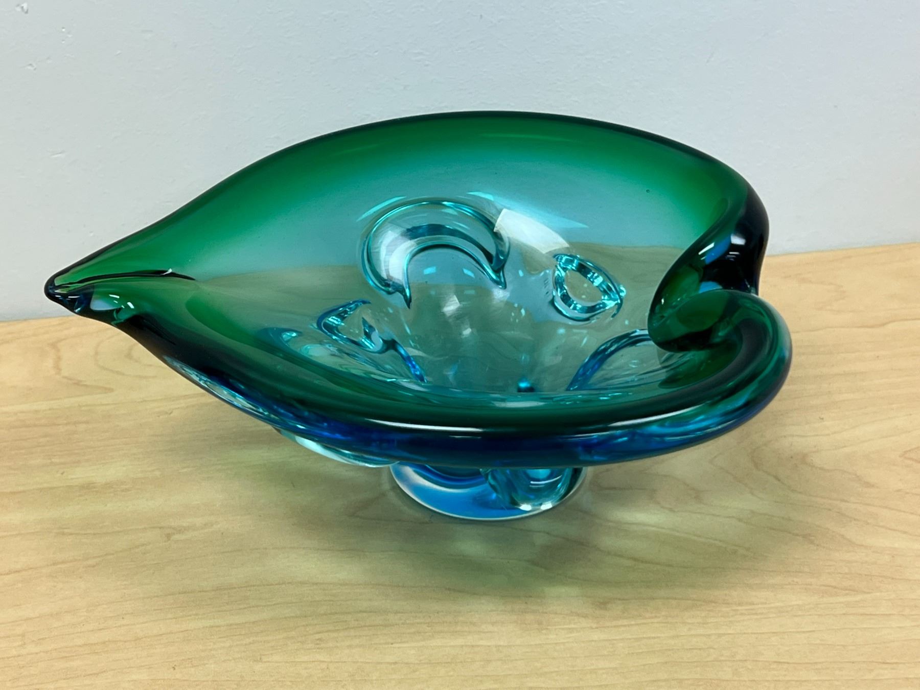 Vintage Blue & Green Chalet / Lorraine / Edag Canadian Art Glass Large ...