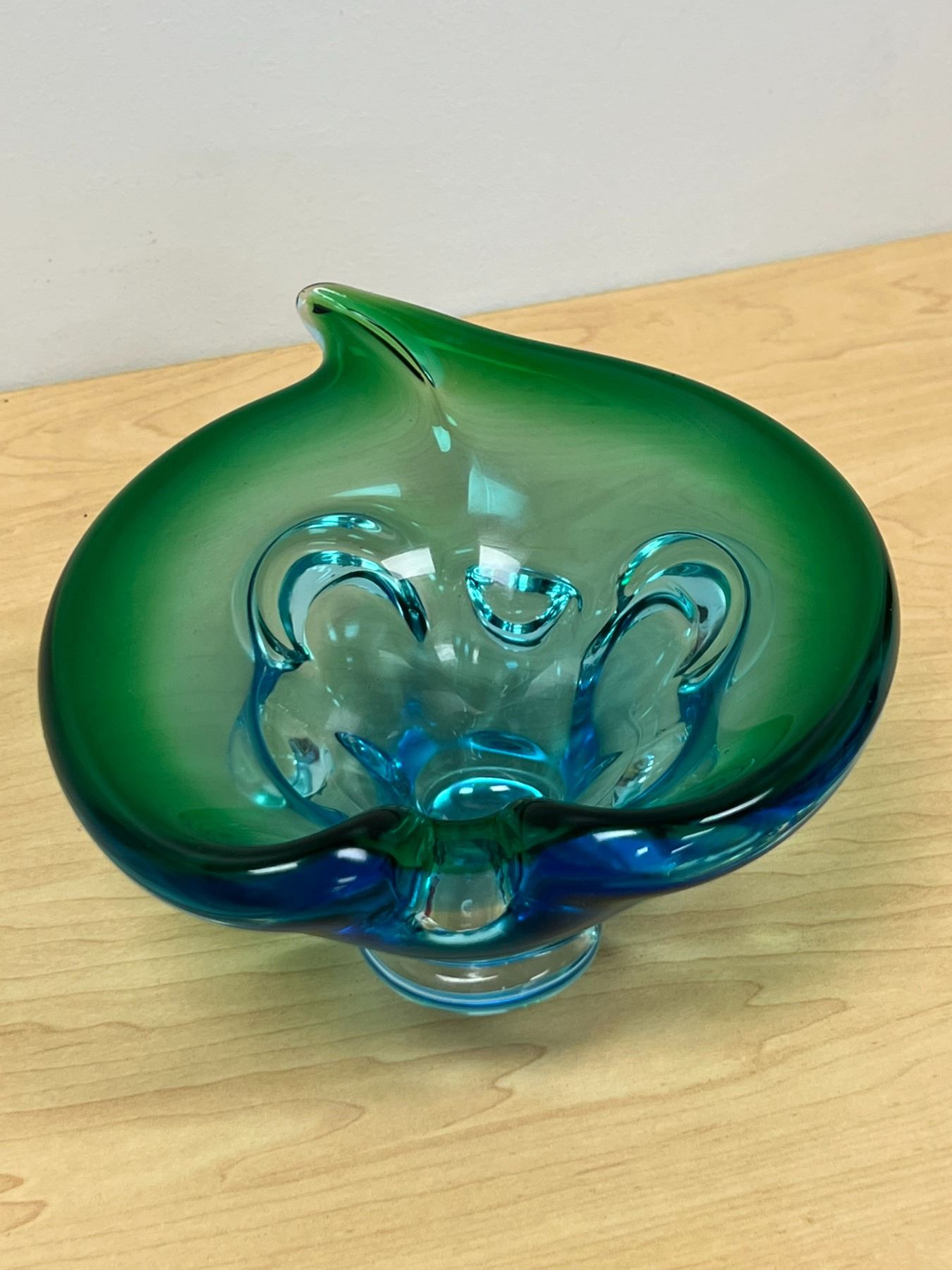 Vintage Blue & Green Chalet / Lorraine / Edag Canadian Art Glass Large ...