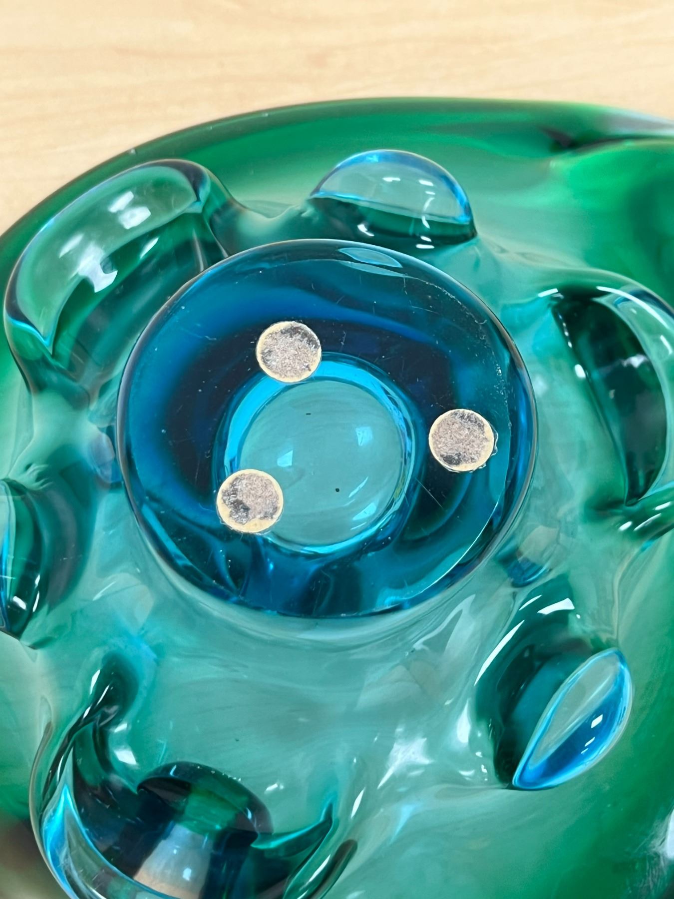 Vintage Blue & Green Chalet / Lorraine / Edag Canadian Art Glass Large ...