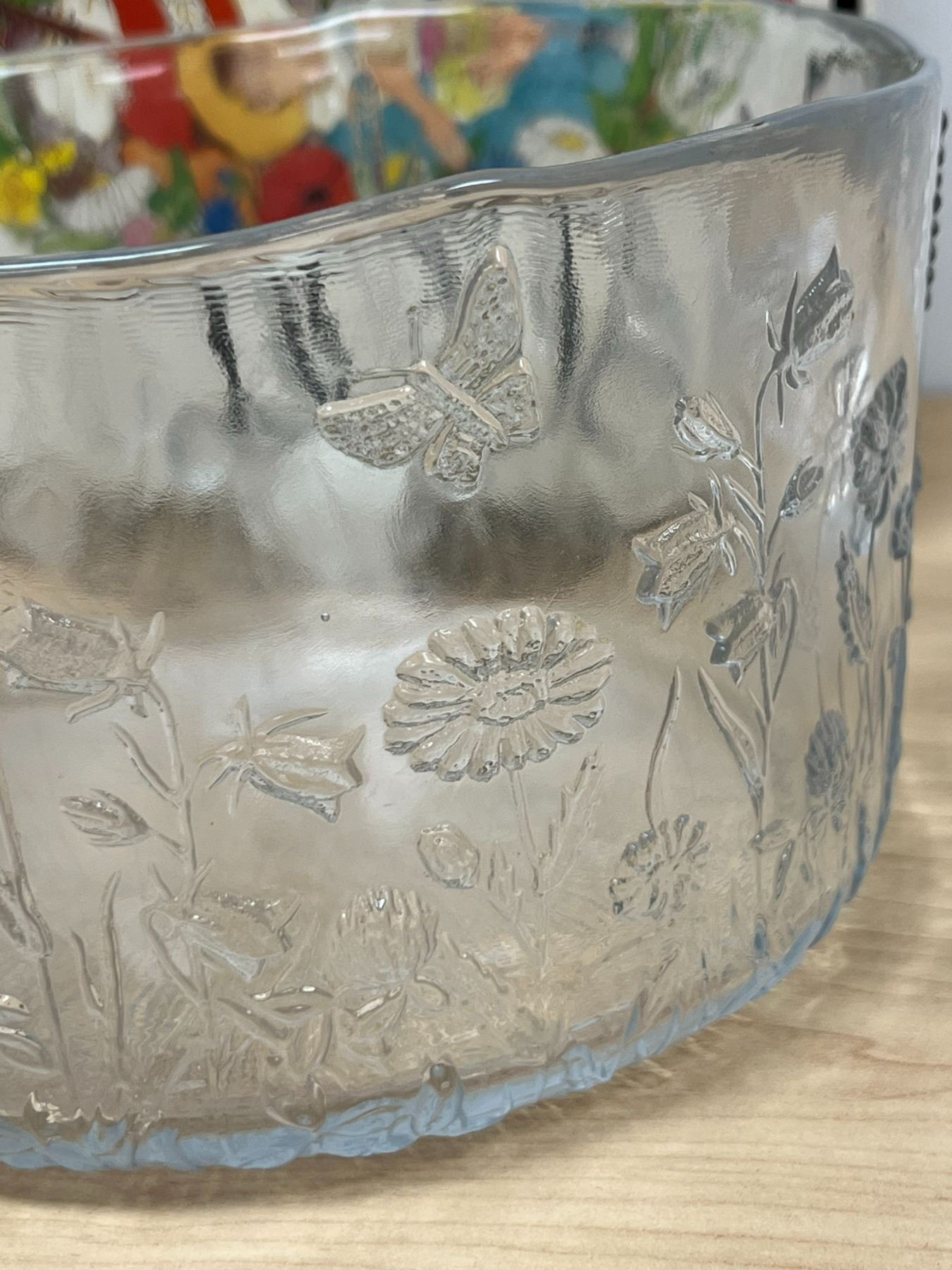 Ulla Boda Kosta Boda Kjell Engman Heavy Textured Art Glass Salad Bowls