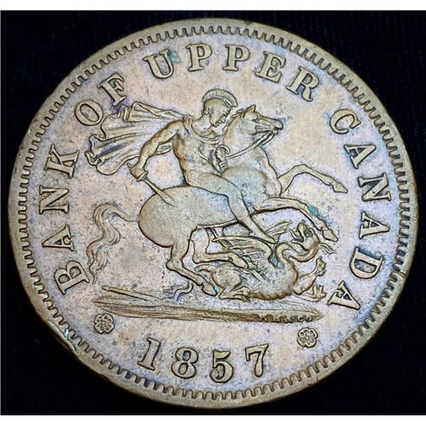 1857 Bank Of Upper Canada 1 Cent Token AU50