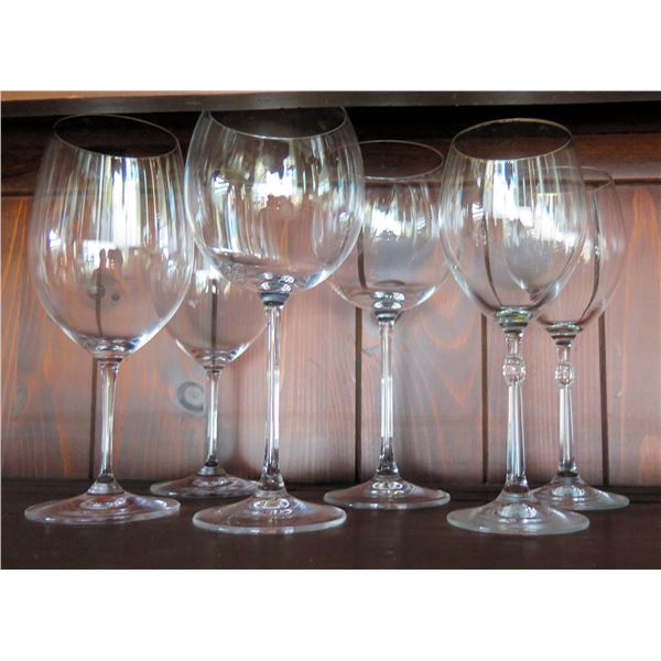 Qty 6 Stemmed Wine Glasses W Makers Mark