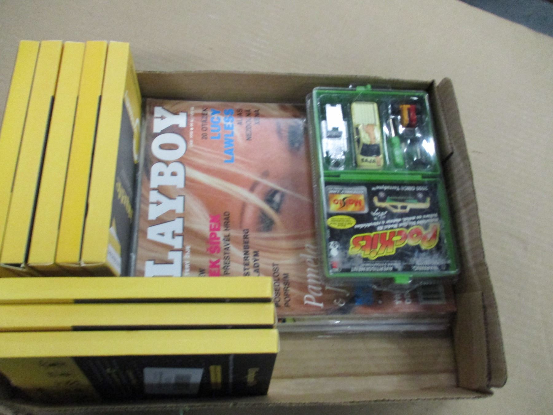COLLECTIBLE: FLAT C/W PLAYBOY MAGAZINES, TOYS & PHONE CASES