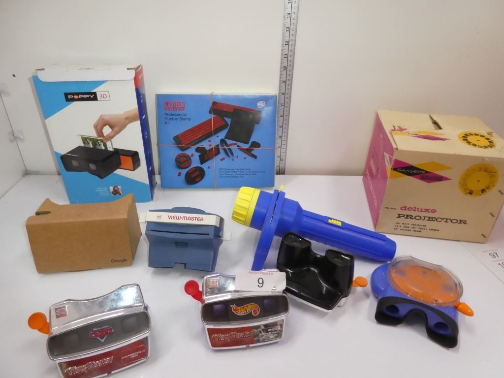 rubber stamp kit, 100W projector, View-Masters