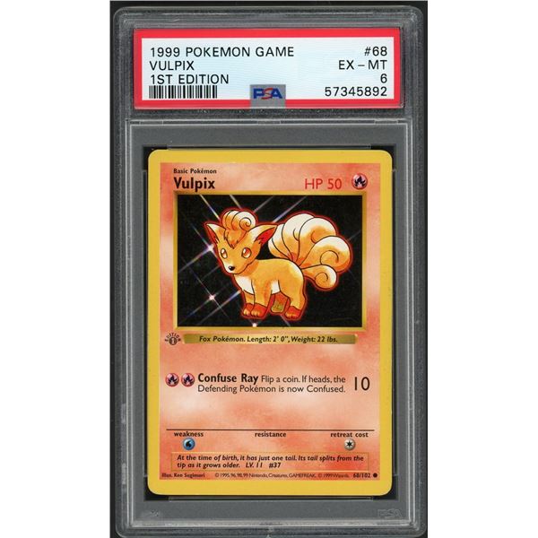 Pokemon: 1999 Vulpix Shadowless 1st Ed (PSA 6)