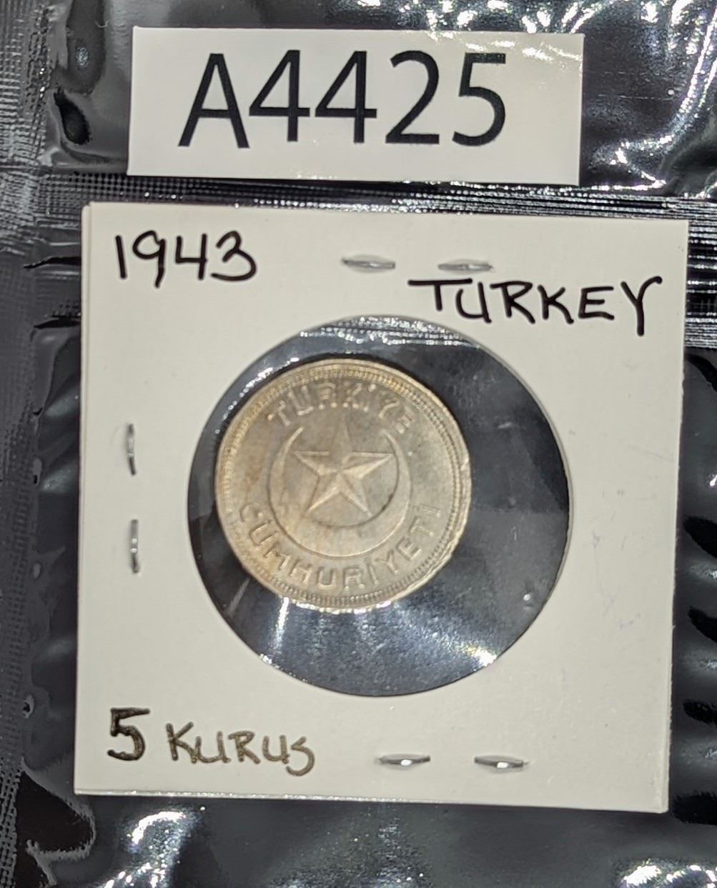 1943 Turkey 5 Kurus (A4425)
