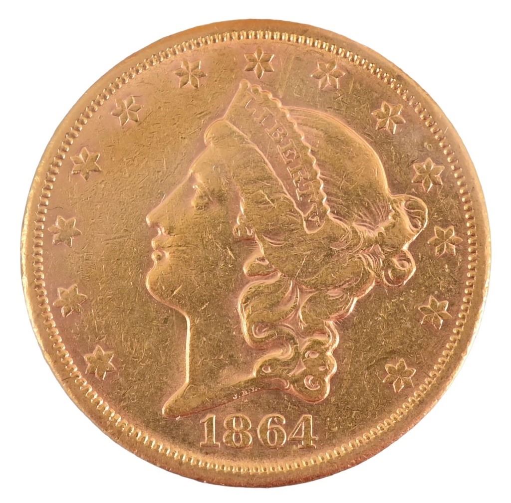 1864-S Liberty Head $20 Gold Coin