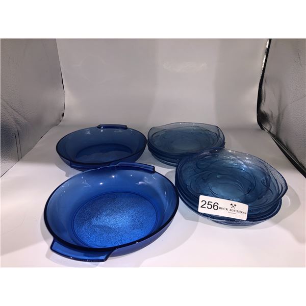 Collection Of Decorative Blue Glass Kitchen Ware Beck Auctions Inc
