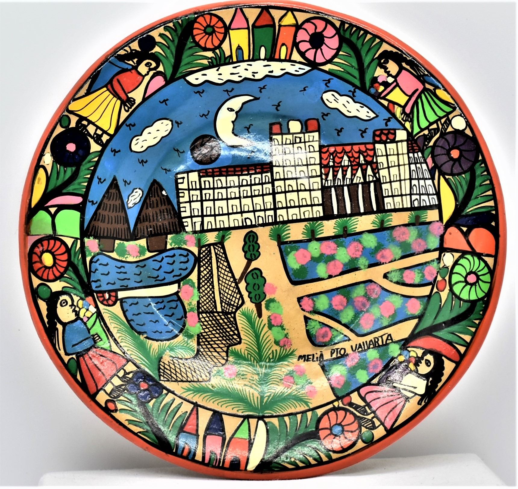 Hand Painted Pottery Plate ''Melia Puerto Vallarta''