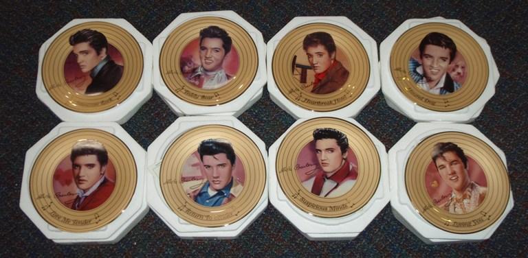 Solid Gold Elvis Set of 8 plates COA by Bradford Exchange Nate Giorgio