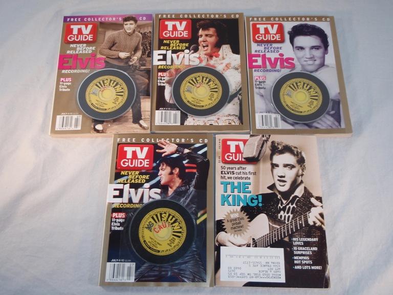 Elvis TV Guide 5 set July 4-10 2004 4 collectors cover w/Elvis CDs