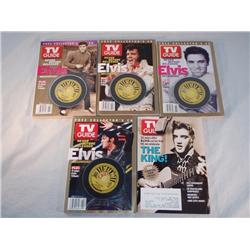 Elvis TV Guide 5 set July 4-10 2004 4 collectors cover w/Elvis CDs