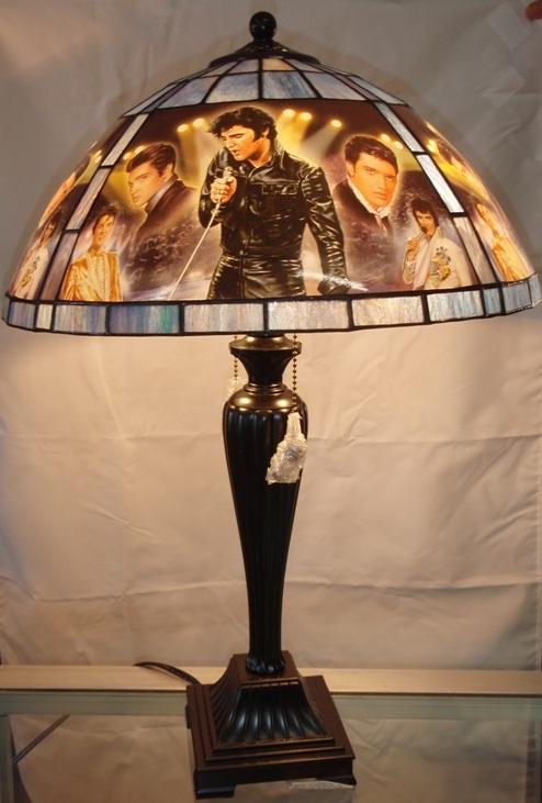 Large tiffany style stained glass Elvis Lamp