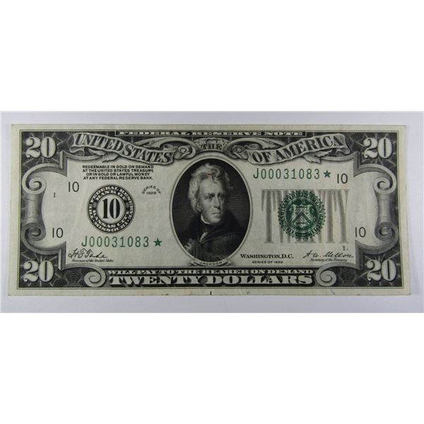 1928 $20 "STAR NOTE" FEDERAL RESERVE NOTE