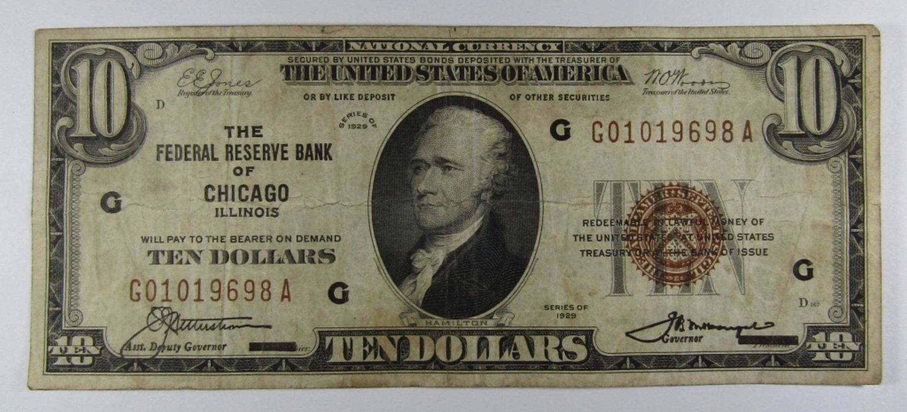 1929 $10 NATIONAL CURRENCY CHICAGO IL