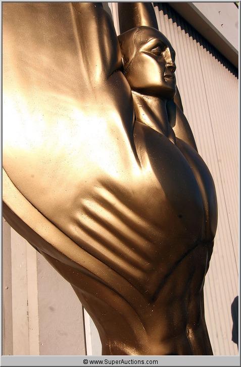 "Batman" 1989 Gold Art Deco Male Angel Statue, 13' Tall