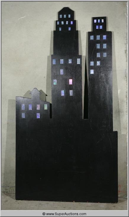 Large 9' Midnight Night Time Cityscape Cut Out Mural Wall Panel