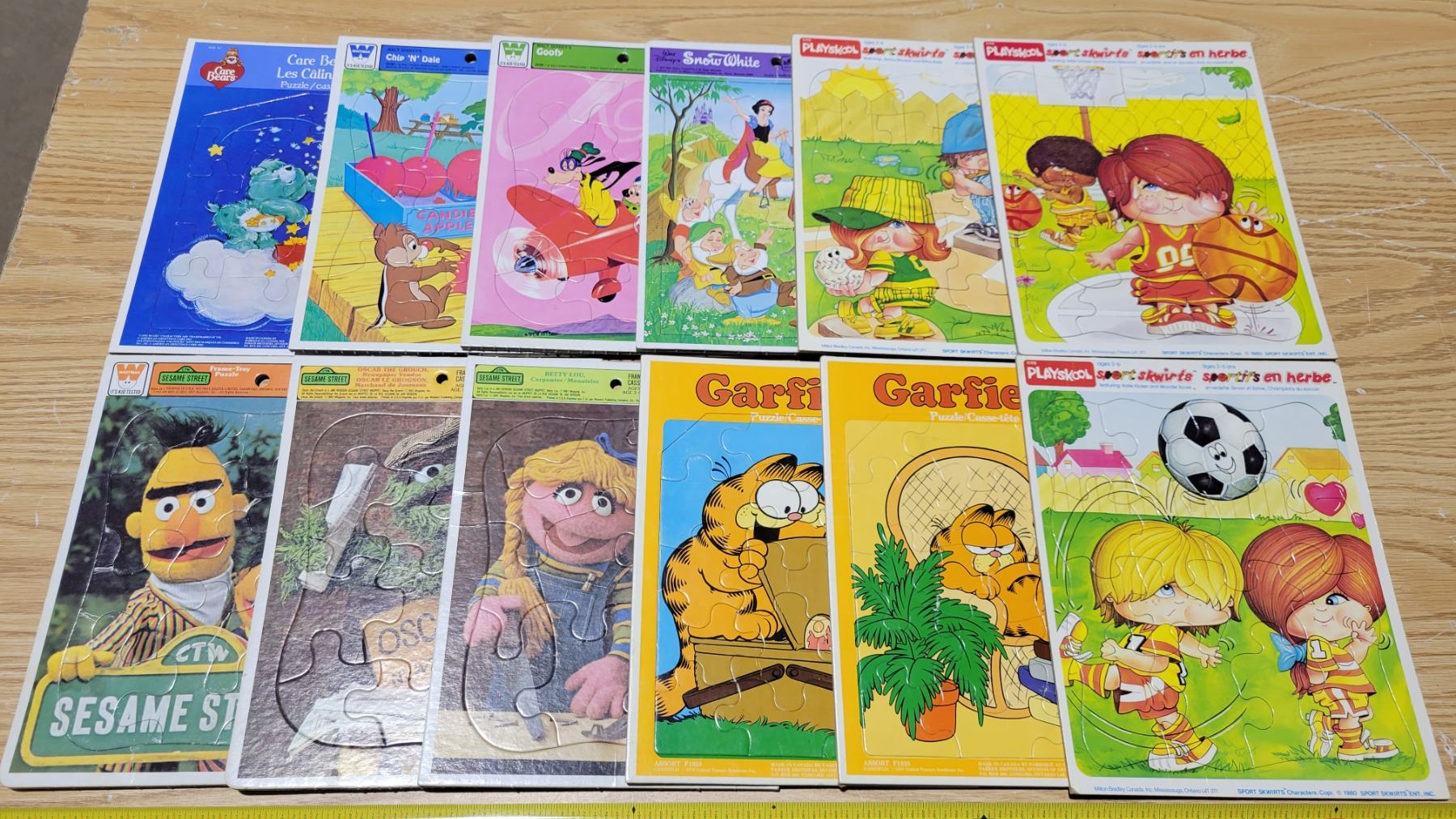 12 Vintage Cardboard Puzzles; Garfield, Playskool, Muppets, Looney ...