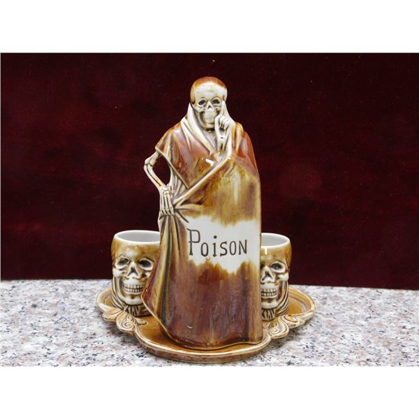 Schafer and Vater Skeleton Grim Reaper Poison Bottle, 2 Shotglasses and ...
