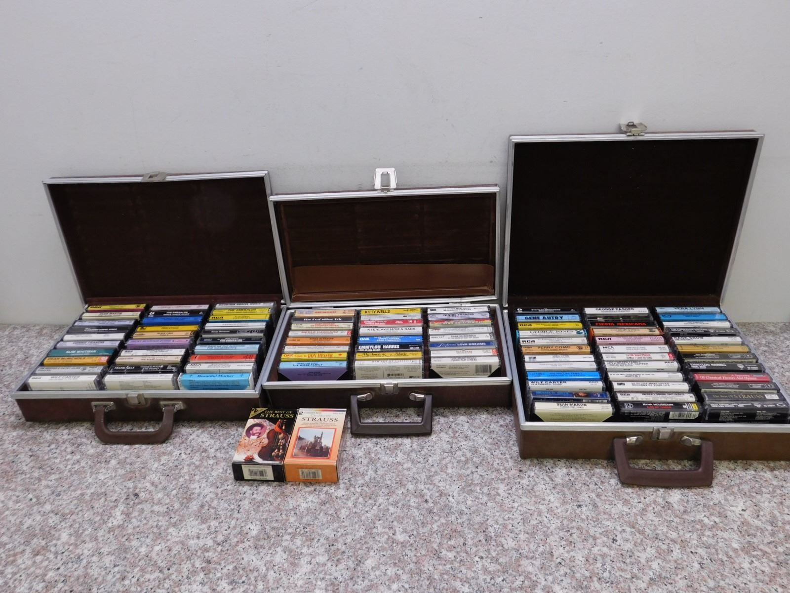 Lot of 3 Cassette Tape Briefcases Carry Cases ALL FULL 88 Tapes total