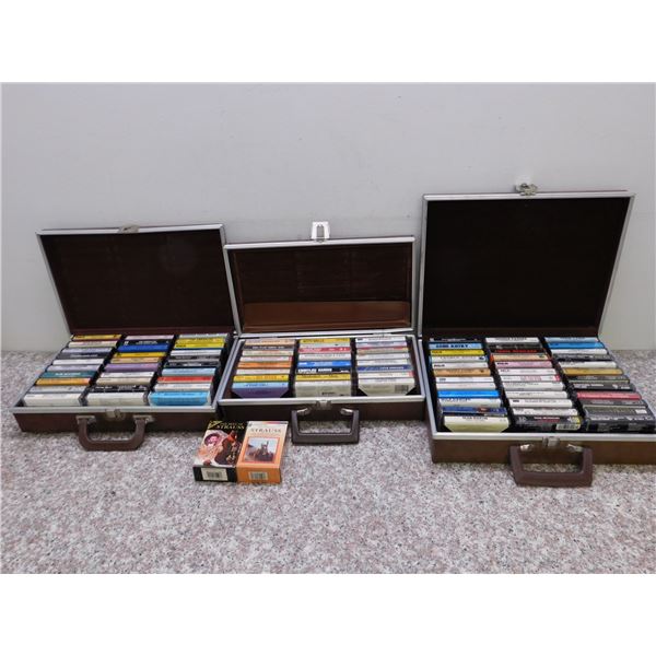 Lot Of 3 Cassette Tape Briefcases Carry Cases All Full 88 Tapes Total
