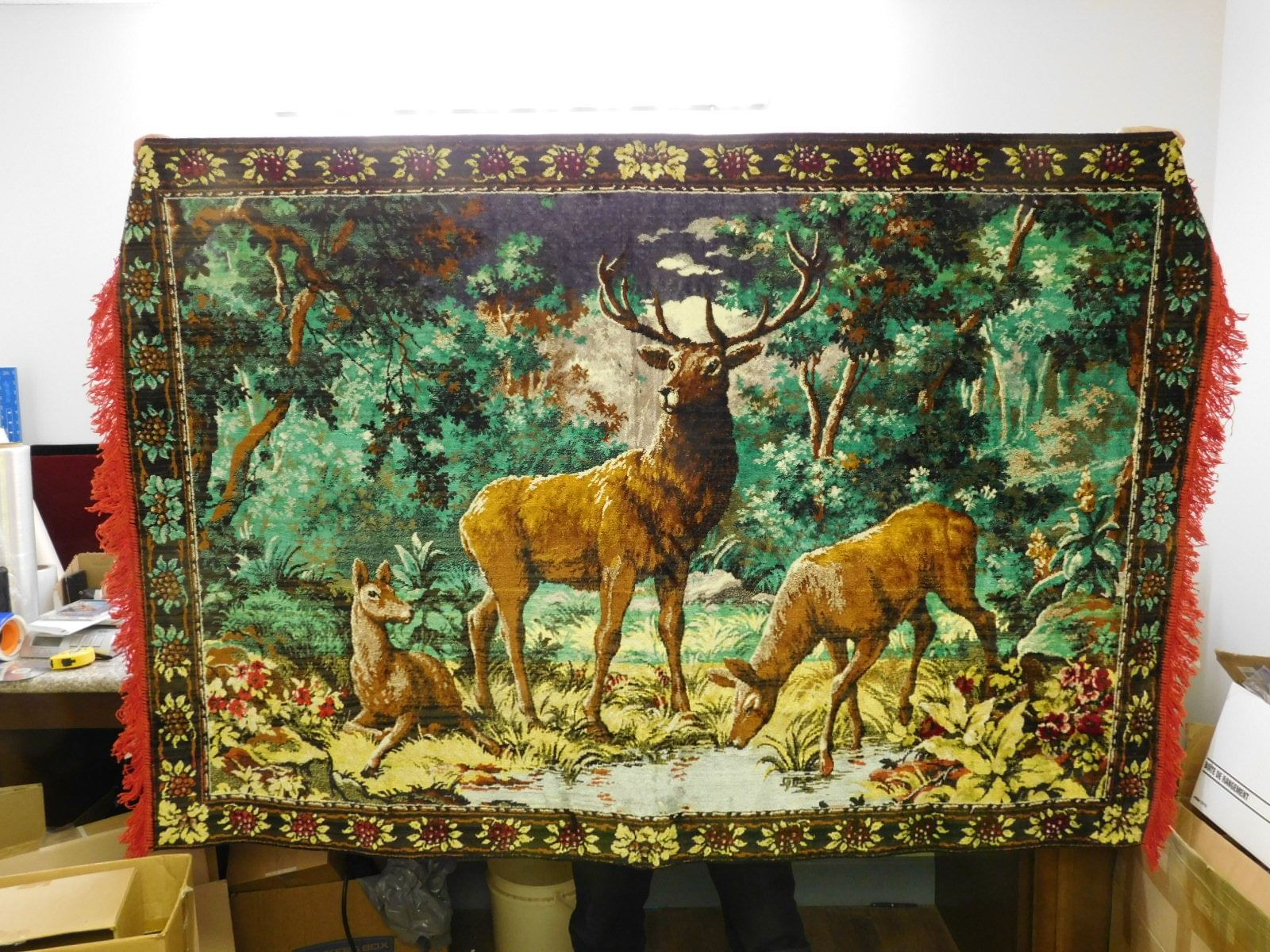 Sovali Cotton Wall Rug Decorative Deer Stag Doe France Plush 70" x 4ft"
