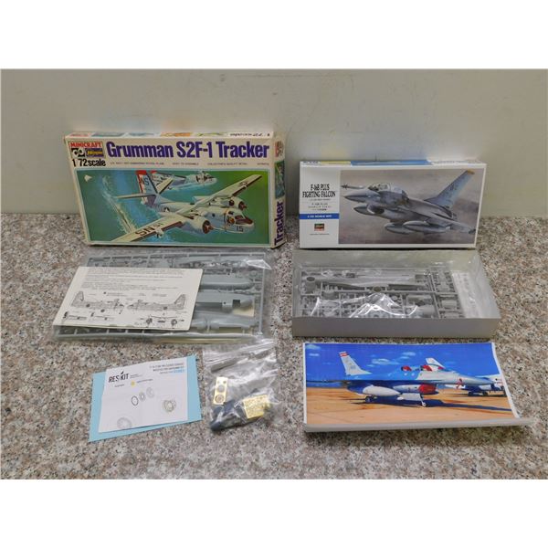 Lot of 2 Hasegawa Fighting Falcon F-16B Plus Grumman S2F-1 Tracker ...