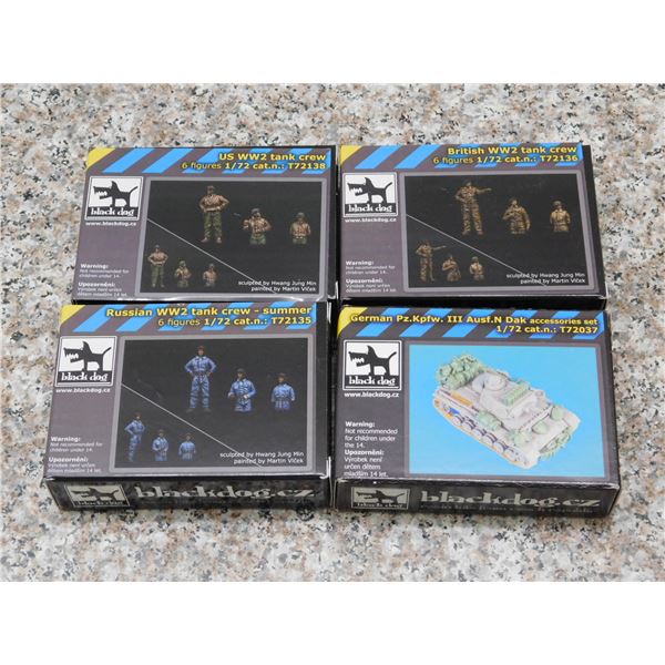 Lot of 4 Black Dog Model Kit Accessories Tank Crew British US Russian ...