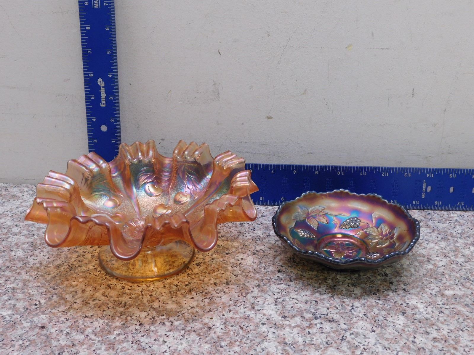 Imperial Carnival Glass Bowl and Large Iridescent Depression Glass ...