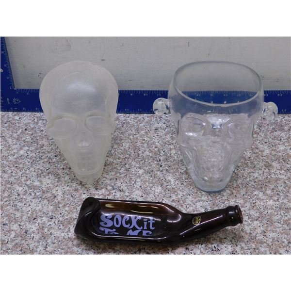 Skull Ice Bucket and Frosted Skull Glass Ornament Statue Sock It To Me ...