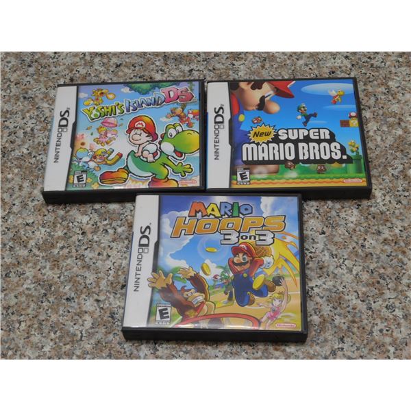 Lot of 3 Super Mario DS Nintendo Games Super Mario Bros Yoshis Island ...