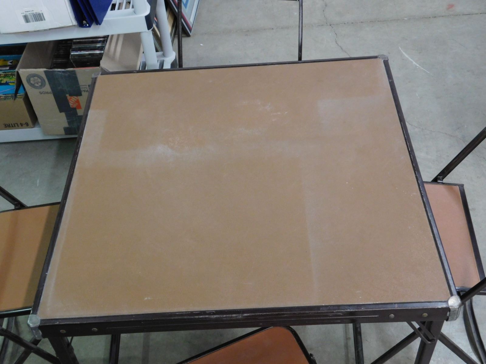 Vintage Playing Card Table + 4 Chairs Folding Poker Table Set Up Brown ...