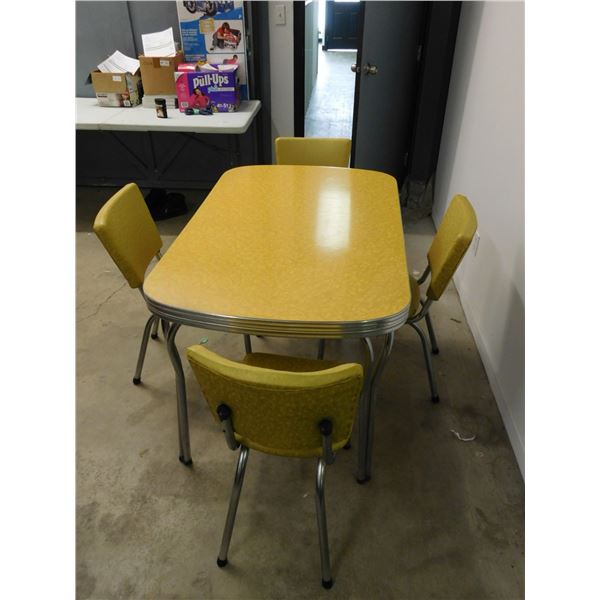 Vintage Yellow and Chrome Formica Kitchen Table and Chairs Dining Set 4 ...