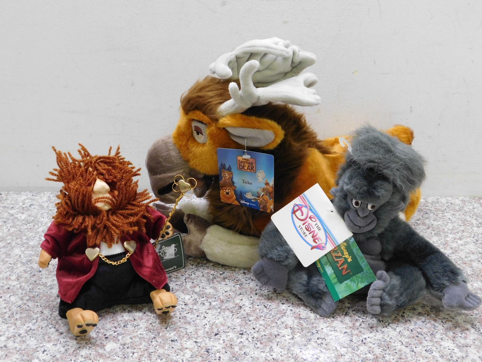 Lot of 3 Brother Bear Tarzan Disney Plushies Russ Lion King Porcelain ...