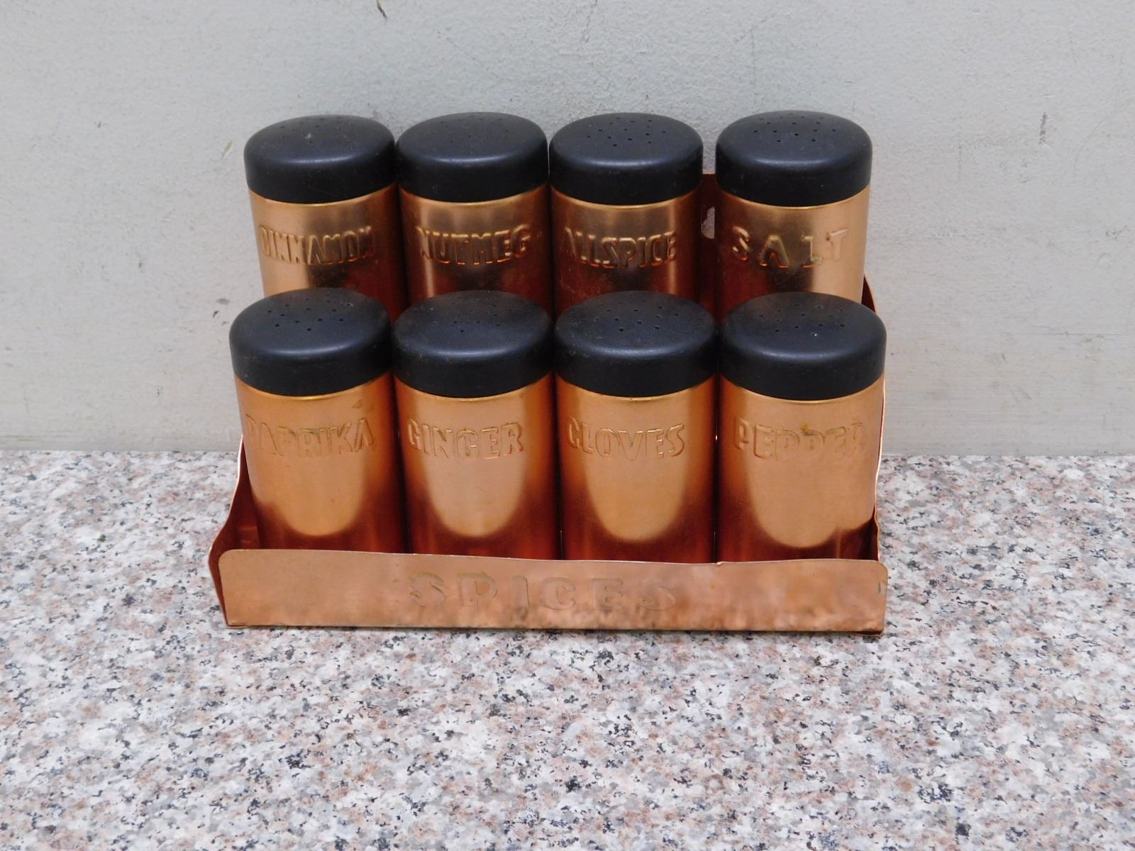Nasco Copper Spice Rack 2 Tier Shelf 8 Spice Containers