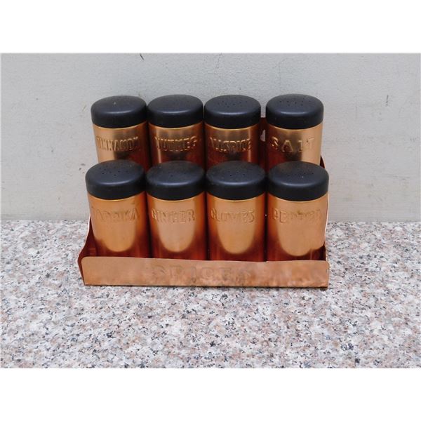 Nasco Copper Spice Rack 2 Tier Shelf 8 Spice Containers