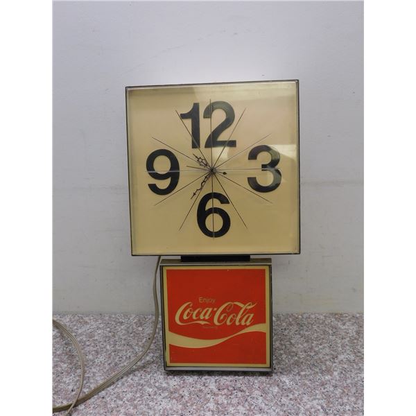 Vintage Coca Cola Wall Sign Electric Commercial Clock