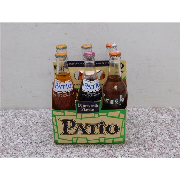 Vintage Patio Soda Cardboard 6-Pack Carrier With 6 FULL Bottles Pepsi 1960s