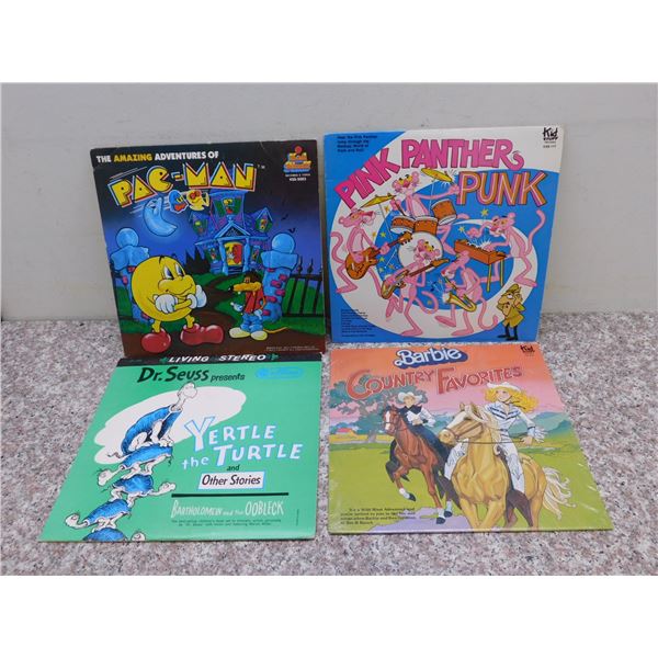 Lot of 4 Kids Records Pac Man Barbie Pink Panther Dr Seuss